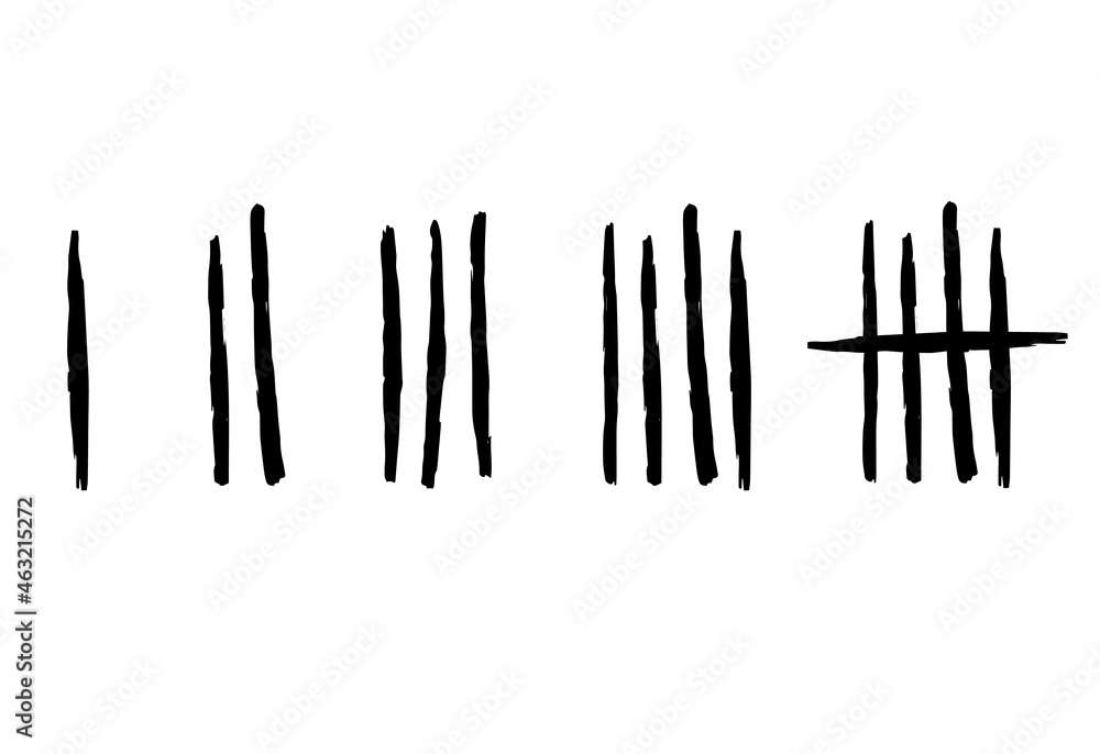 Tally marks, prison wall isolated. Counting signs vector illustration ...