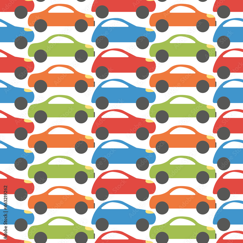 Cute baby pattern. Cars for boys. Flat seamless texture with bright ...