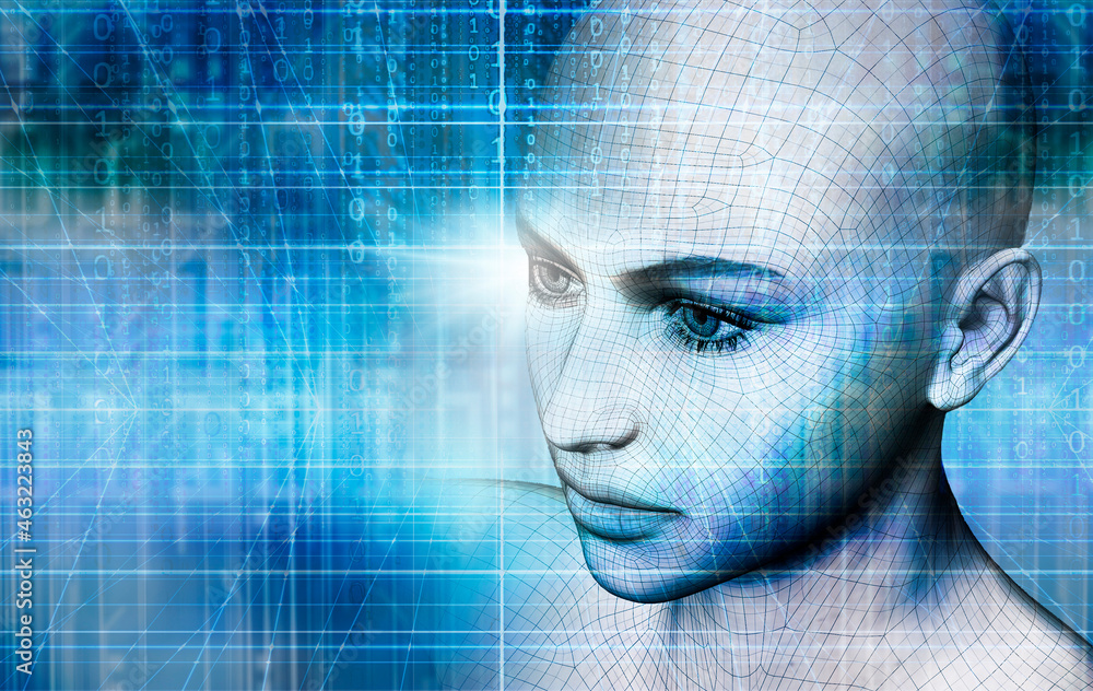 humanoid head as concept for Artificial Intelligence, future ...