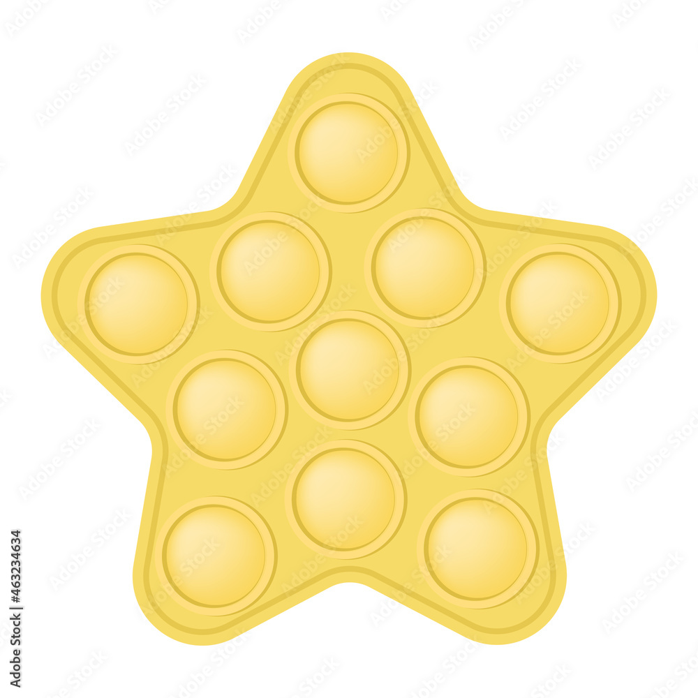 Popit a fashionable silicon yellow star fidget toy. Addictive anti ...