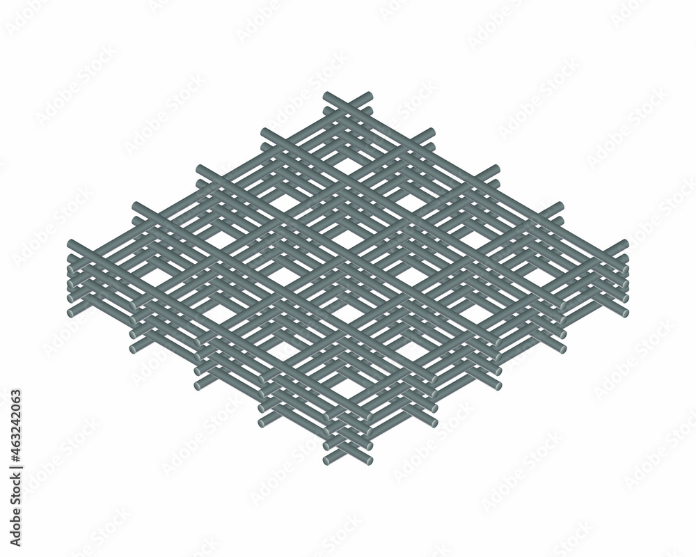 Plakat Isometric vector illustration tied rebar cage isolated on white ...
