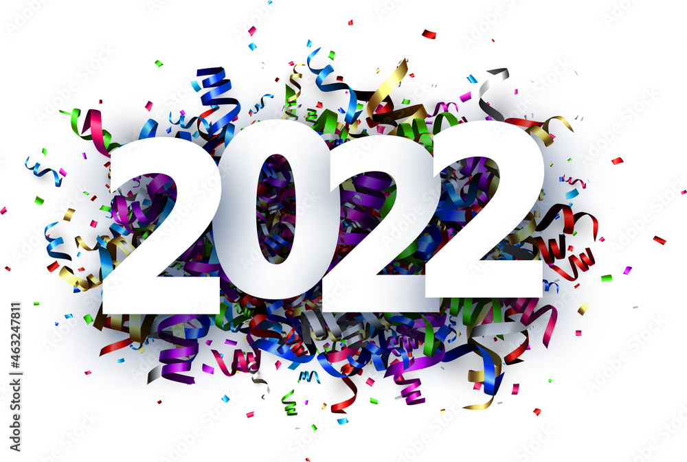 2022 paper sign over colorful serpentine background. Stock Vector ...