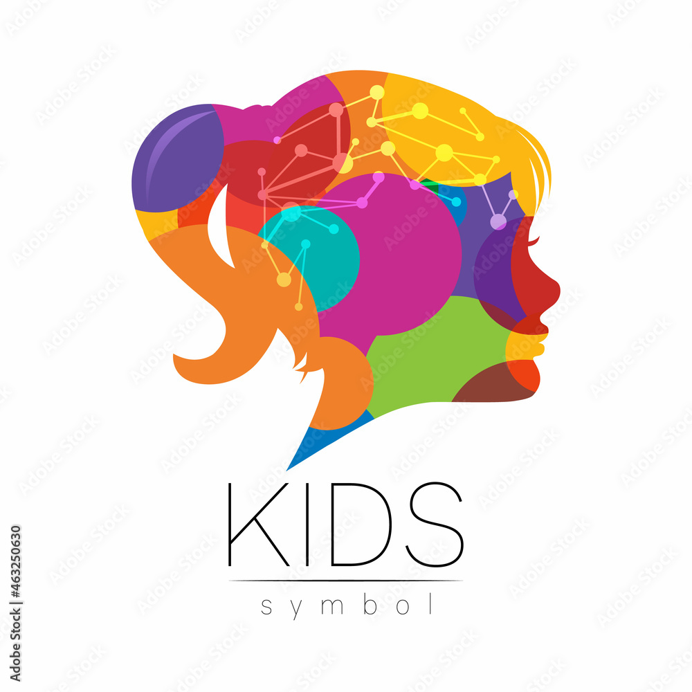 Child Girl Vector Color Logo of Grow Up Kids Silhouette profile human ...