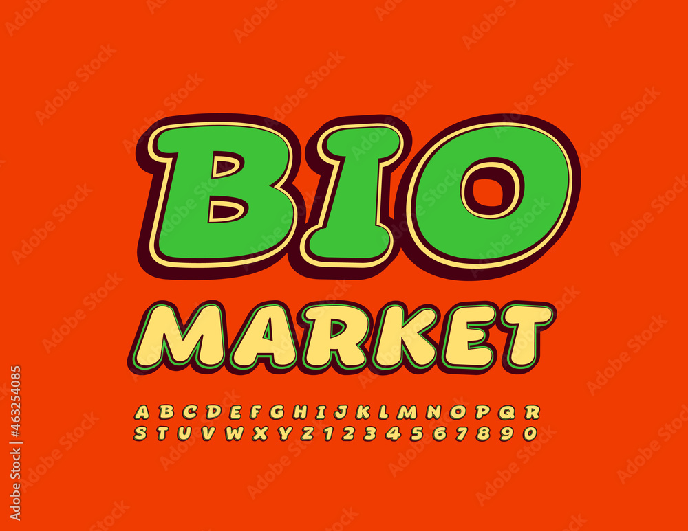 Vector creative Banner Bio Market. Bright Stylish Font. Creative ...