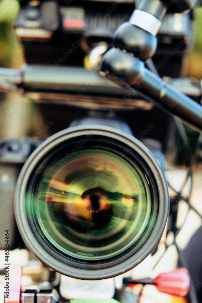 Detail image of professional camera on filming location Stock Photo ...