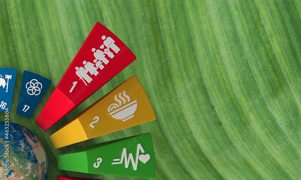 3D rendering Sustainable Development Wheel Illustration inside an ...