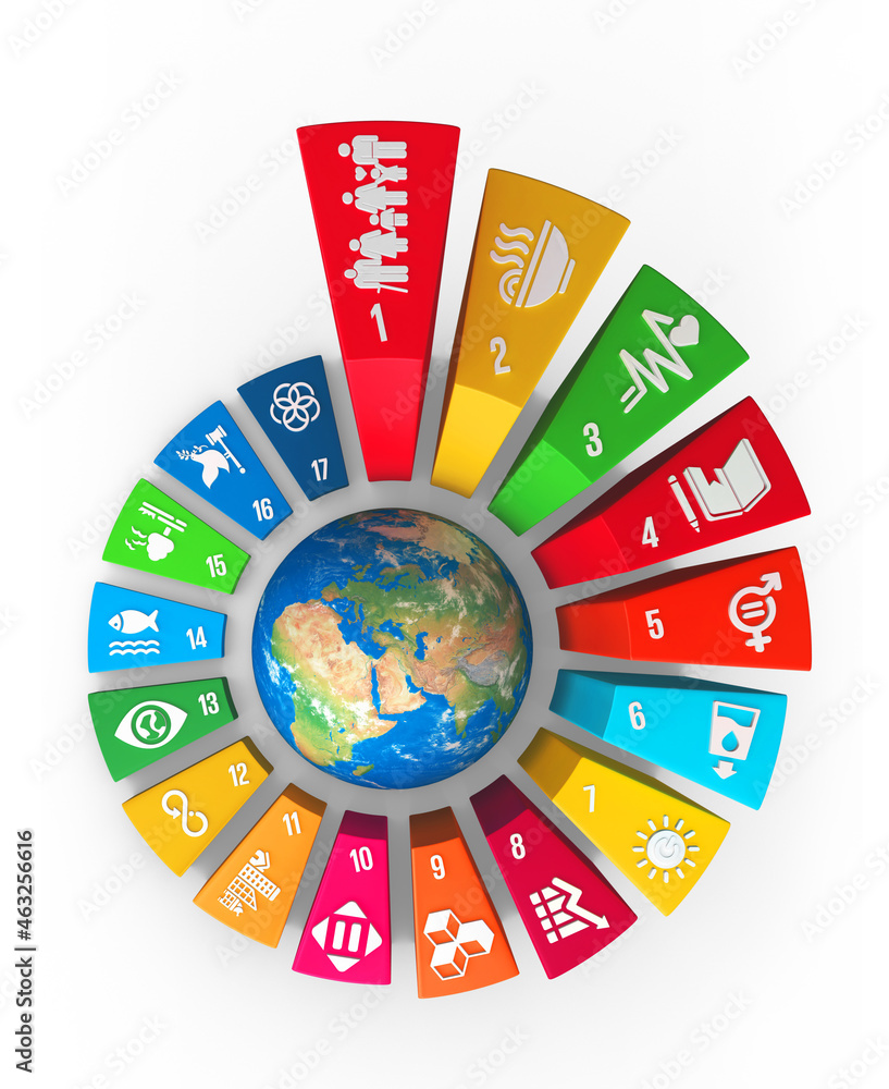 3D rendering Sustainable Development Wheel Illustration for Corporate ...