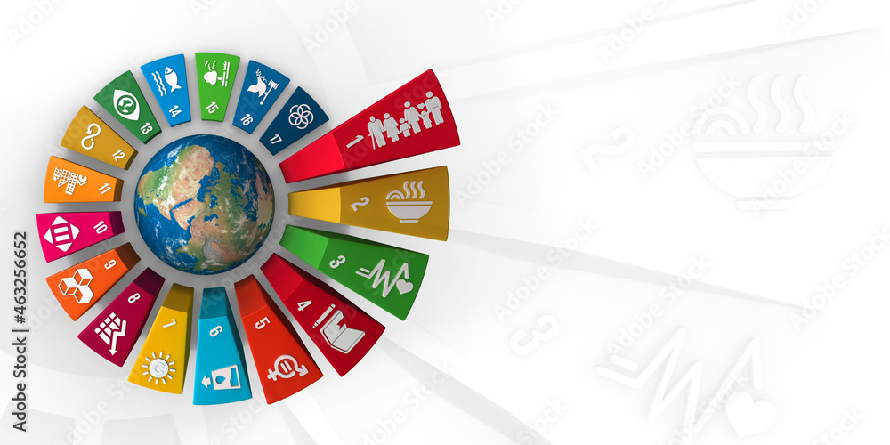 3D rendering Sustainable Development Wheel Illustration for Corporate ...