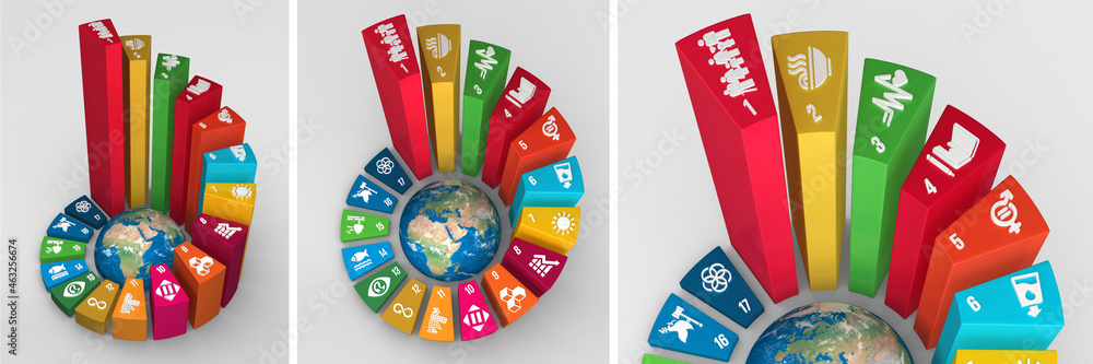3D rendering Sustainable Development Wheel Illustration for Corporate ...