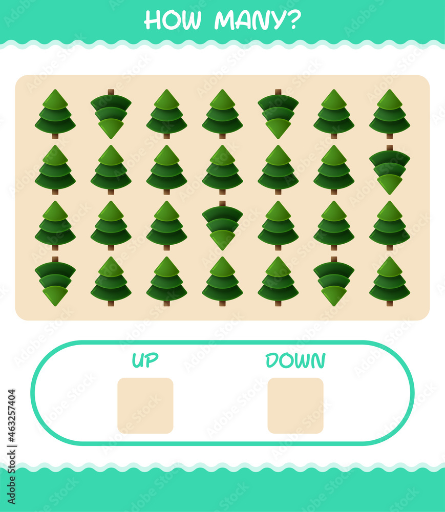 How many cartoon pine tree. Counting game. Educational game for pre ...