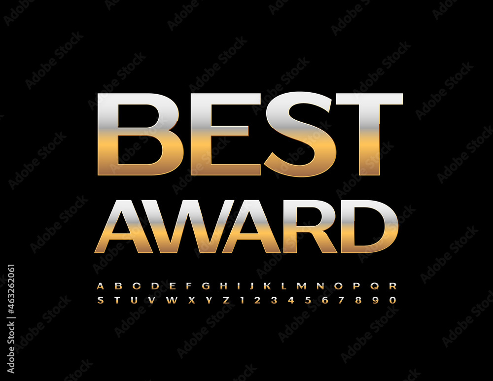 Vector trendy Logo Best Award. Golden Premium Font. Modern Alphabet ...