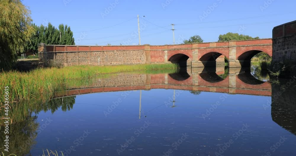 Locked off stationary motion of the Red Bridge crosses the Elizabeth ...