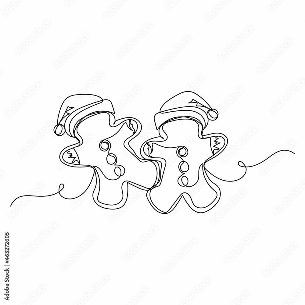 Continuous one single line drawing of composition with delicious ...