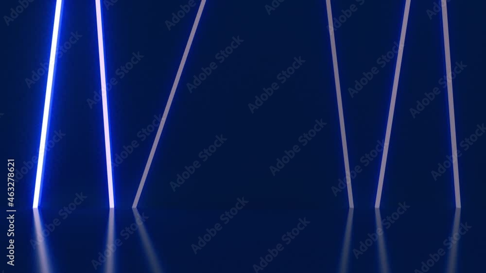 Glowing led line lights. Minimal abstract blue background. Theme for ...