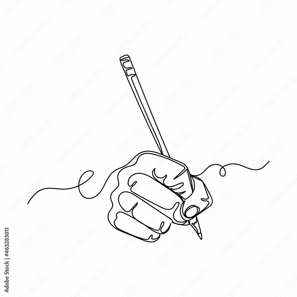Continuous one single line drawing of hand of student or businessman ...