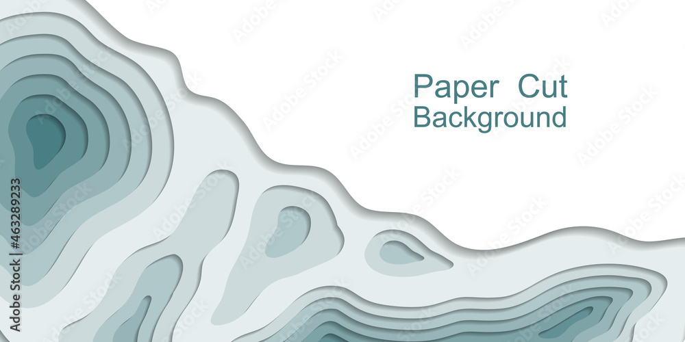 Paper cut topography 3d background. Multi layers, origami relief map ...