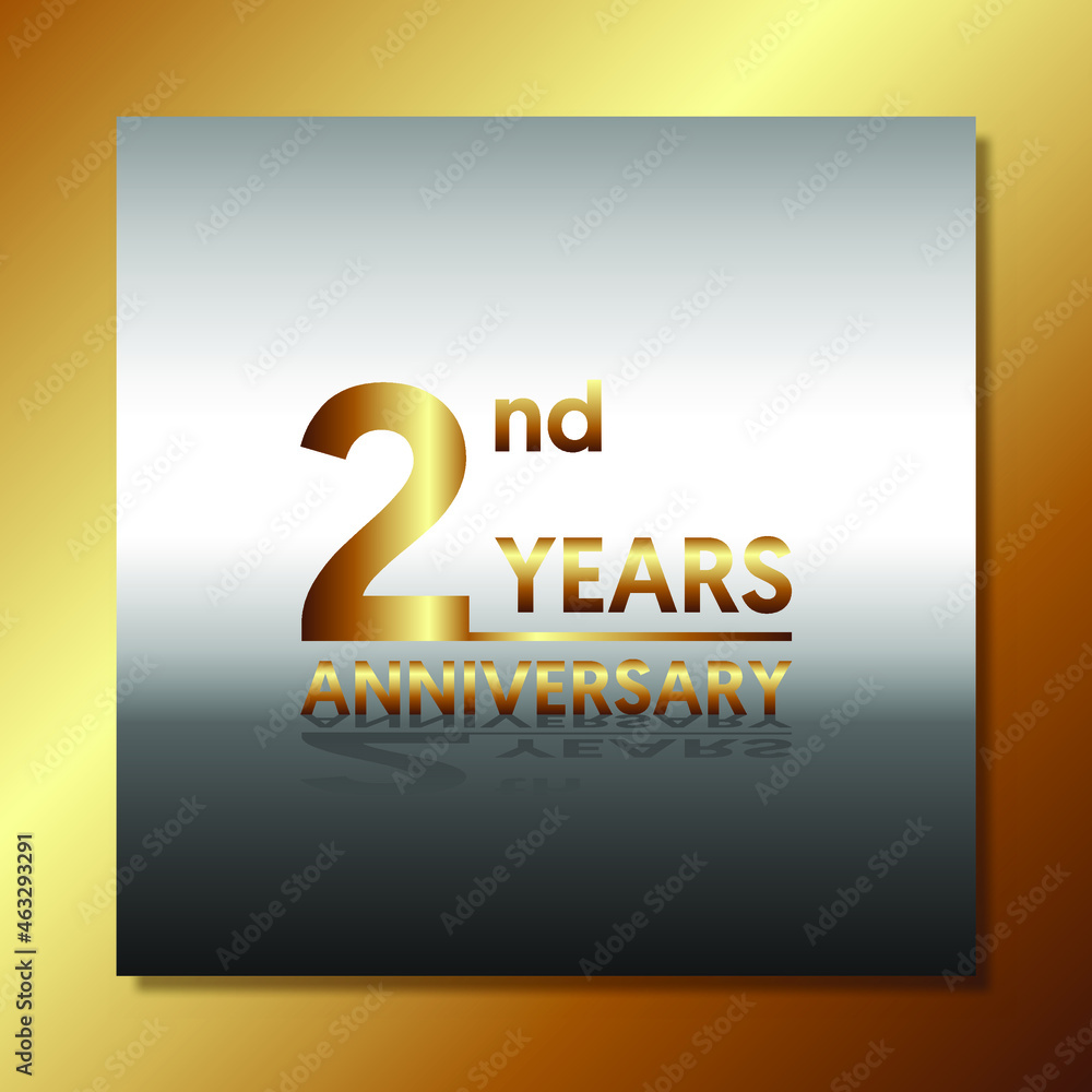 2nd anniversary, anniversary celebration vector design with gold color ...