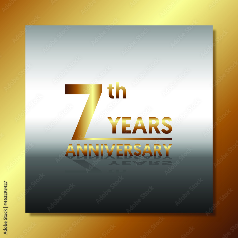 7th anniversary, anniversary celebration vector design with gold color ...