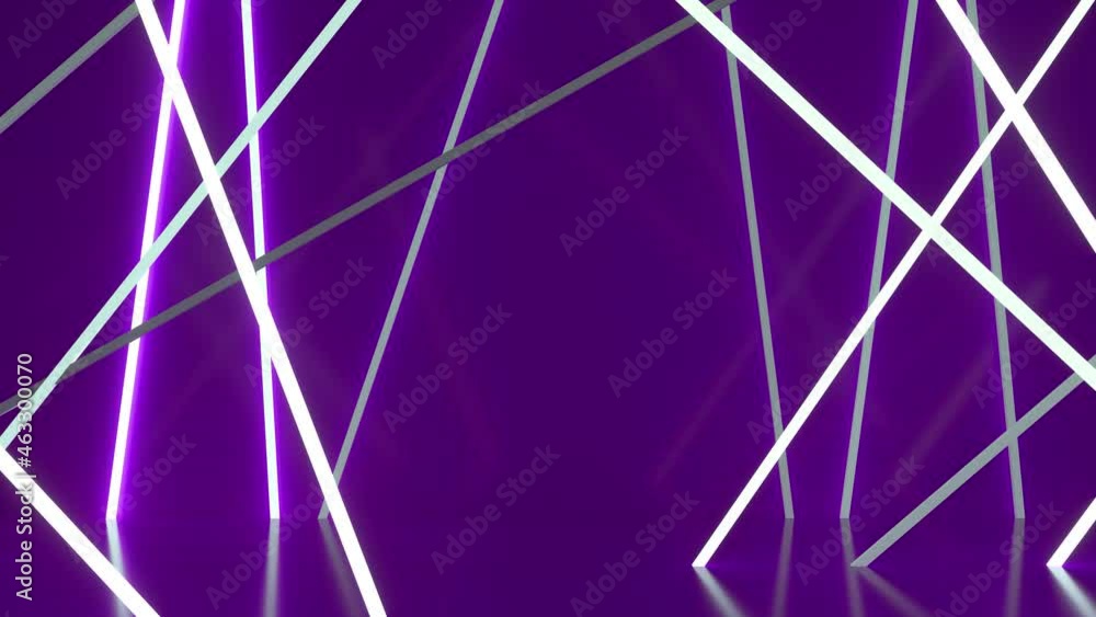 Glowing led line lights. Minimal abstract purple background. Theme for ...