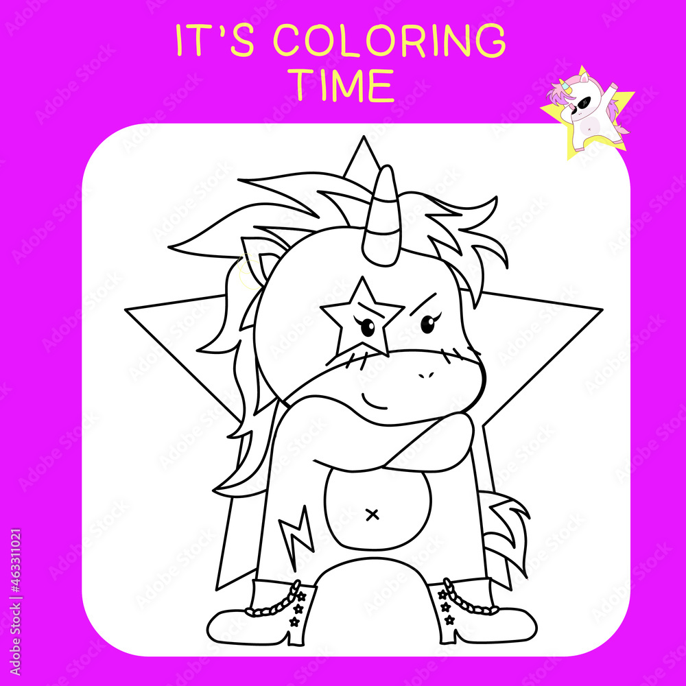 Unicorn coloring worksheet page. Coloring worksheet for preschool ...