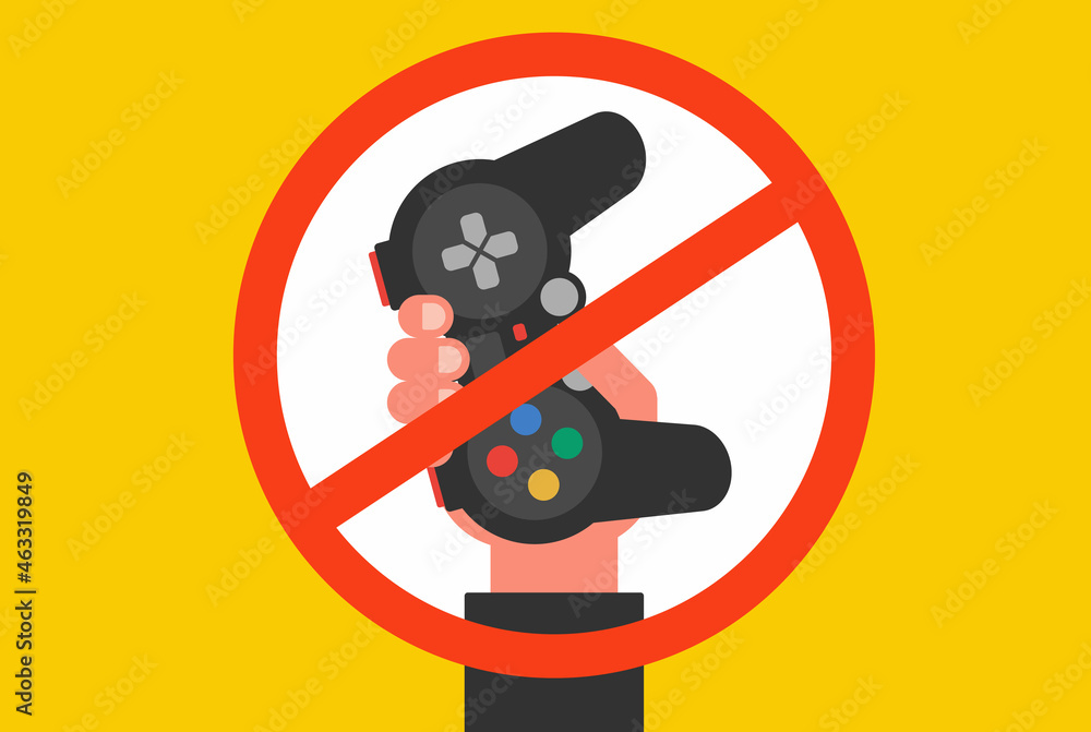 prohibition of computer games for children. flat vector illustration ...
