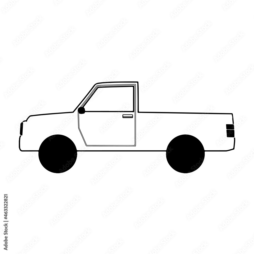 Vetor de Simple American Style Pickup Truck Line Art Silhouette Design ...