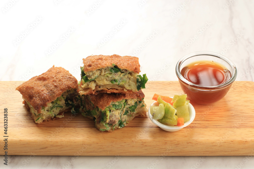 Martabak Telur is Popular Street Food in Indonesia. Egg, Spring Onion ...