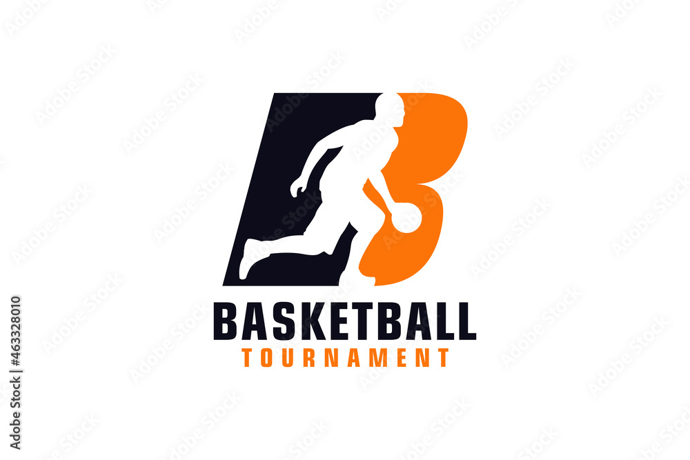 Letter B with Basketball Logo Design. Vector Design Template Elements ...