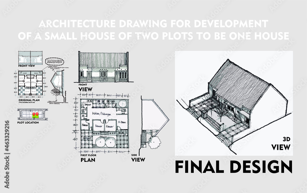 Architecture Drawing for Development of small House of two plots to be ...