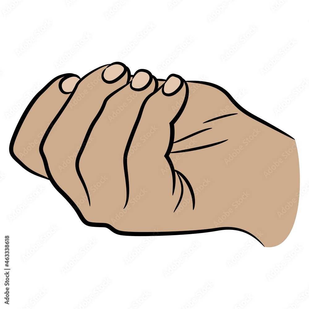 Human hand in fist gesture. Palm with bent fingers. Cartoon style ...