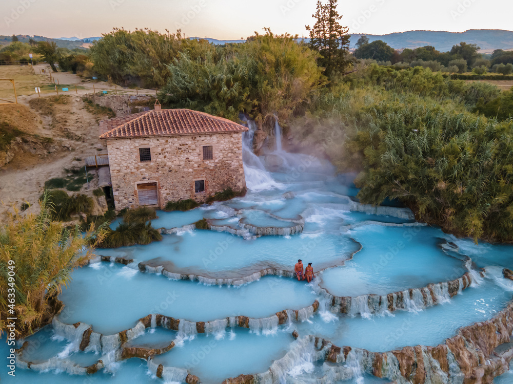 natural spa with waterfalls and hot springs at Saturnia thermal baths ...