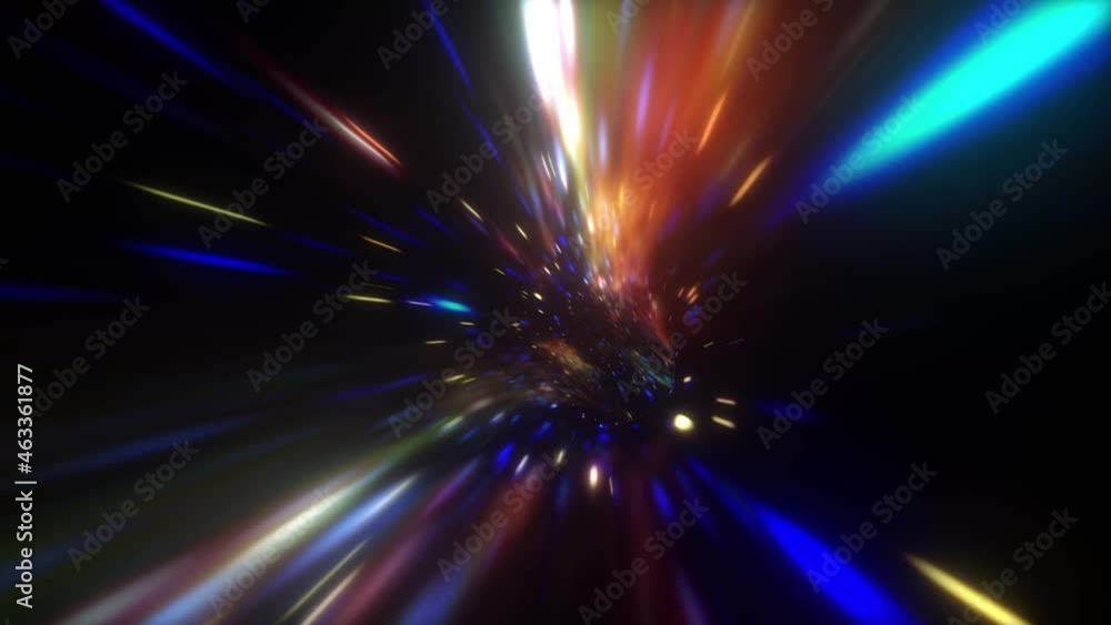 Loop of Abstract dark multicolored hyperspace warp tunnel through time ...