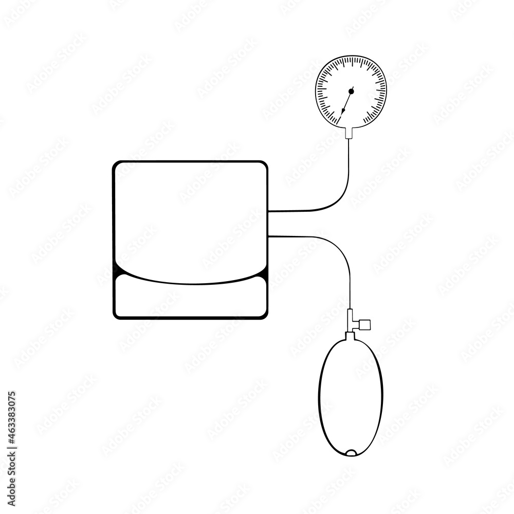 An outline vector illustration of a blood-pressure cuff on transparent ...