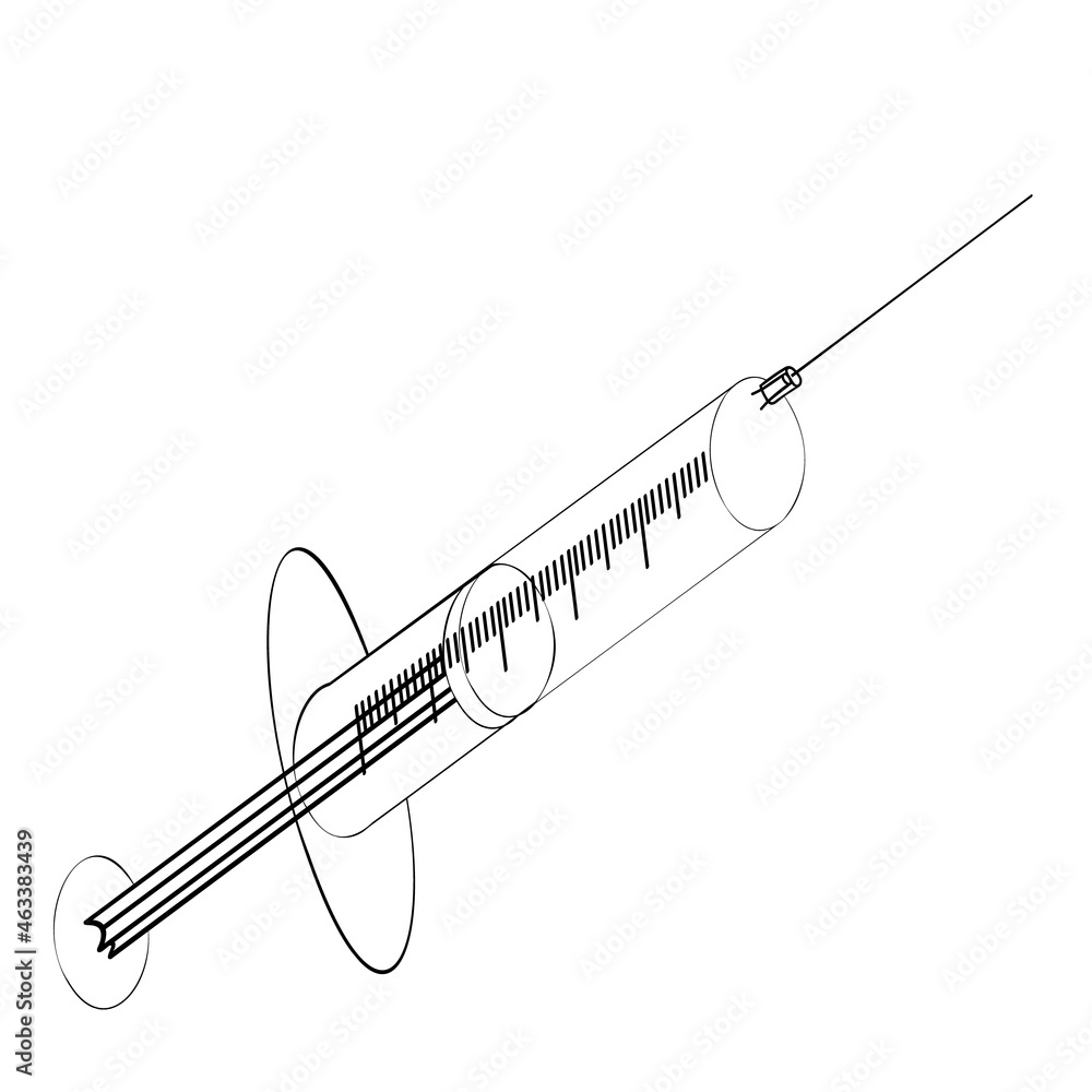 An outline vector illustration of a syringe isolated on transparent ...