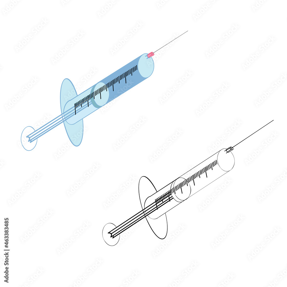 An outline vector illustration of two syringes isolated on transparent ...