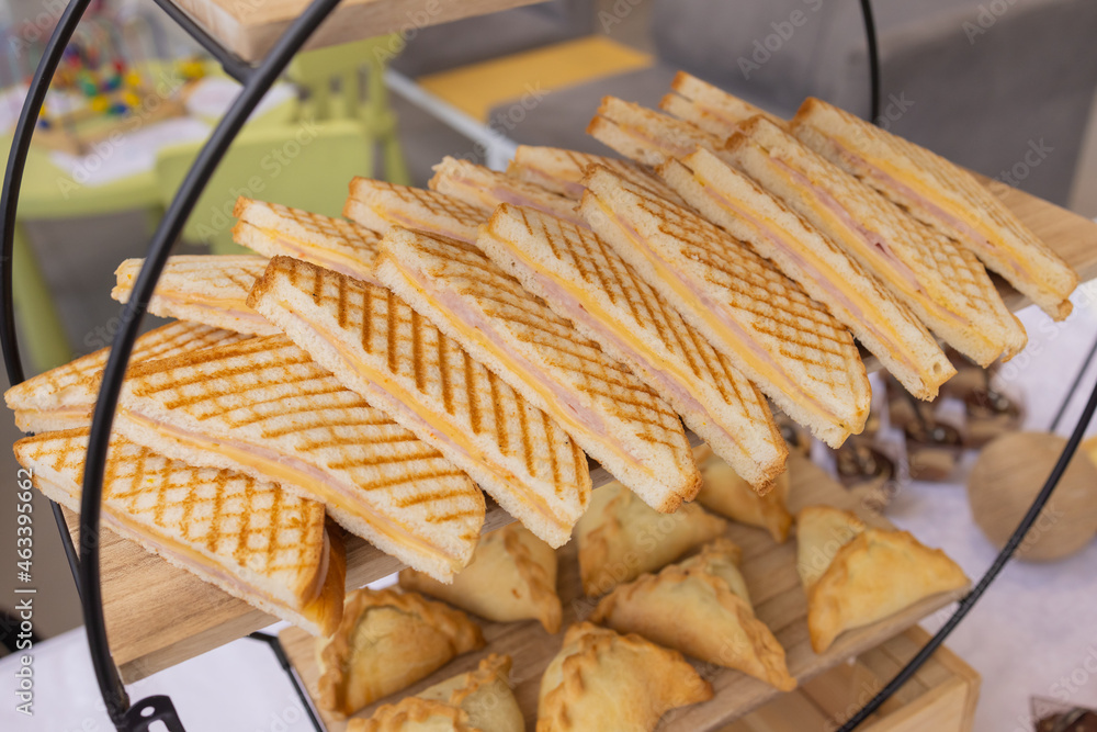 Different types of canapes on buffet table. Stock Photo | Adobe Stock