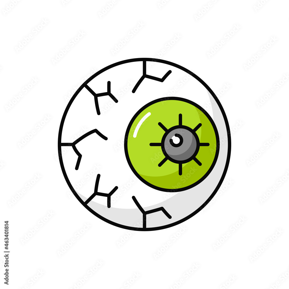 Spooky eyeball caramel candy dead eye outline icon. Vector trick or ...