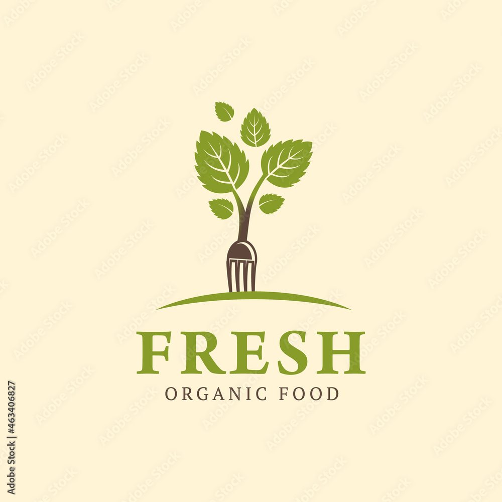Fresh logo for natural product. Organic icon for healthy food label ...