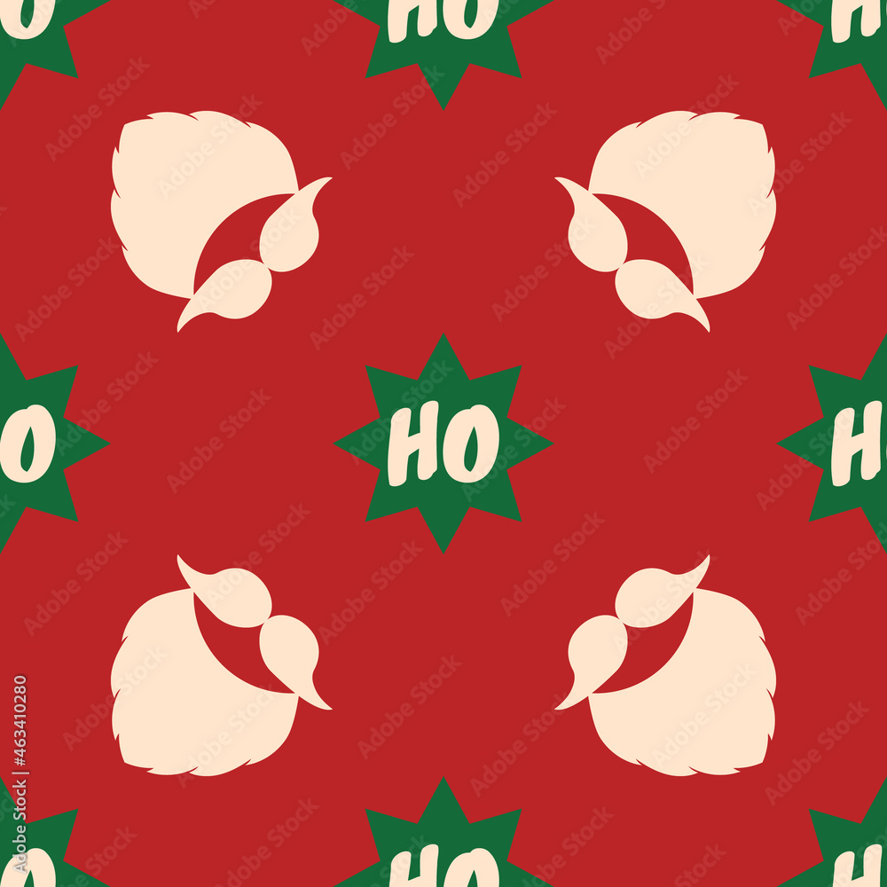 Christmas pattern. Vector seamless background with a beard, mustache ...