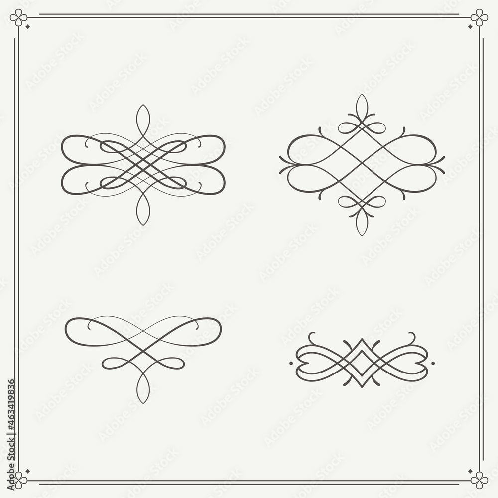 Vector collection of vintage calligraphic vignettes and flourishes ...