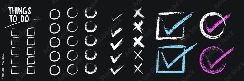 Chalk check mark. Chalkboard check vector Stock Vector | Adobe Stock