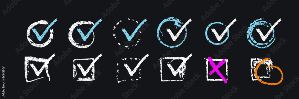Chalk check mark. Chalkboard check vector Stock Vector | Adobe Stock