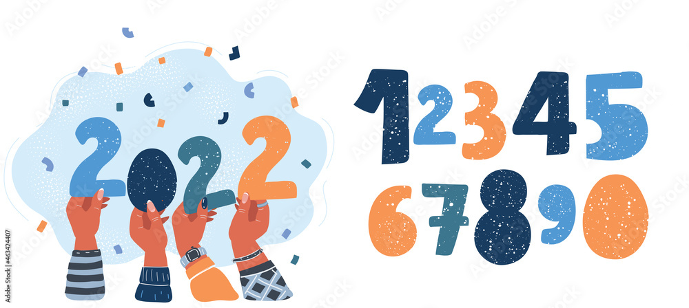 Vector illustration of 2022 year number concetp and set of numbers ...
