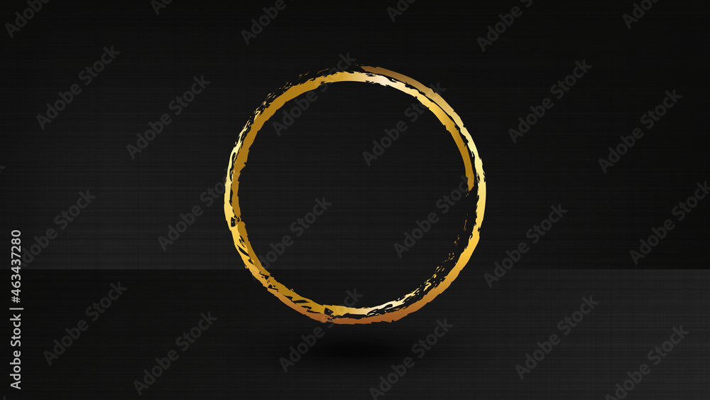 Golden round 3d frame with shadow in isometric interior made of gold ...