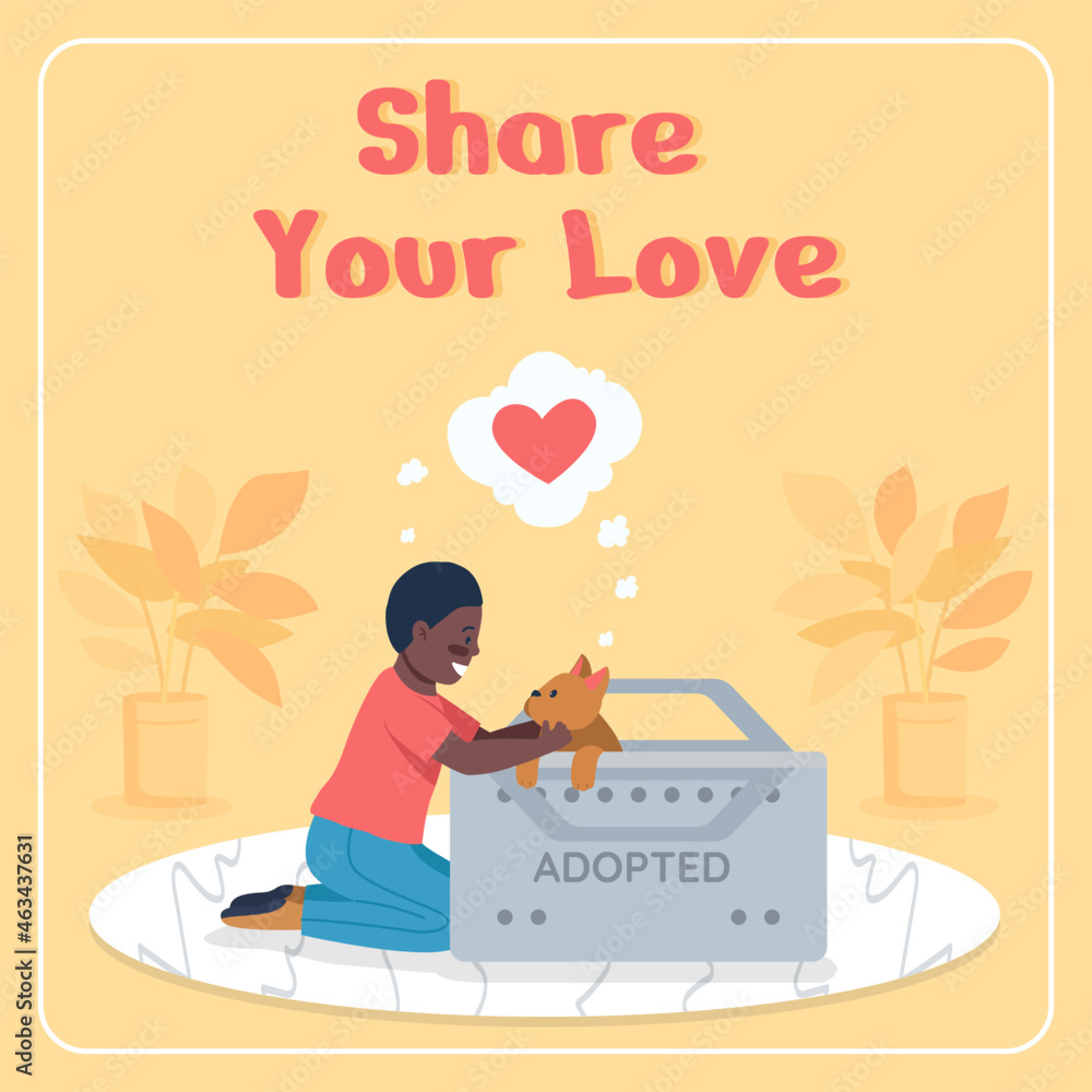 Adopting dogs social media post mockup. Share your love phrase. Web ...