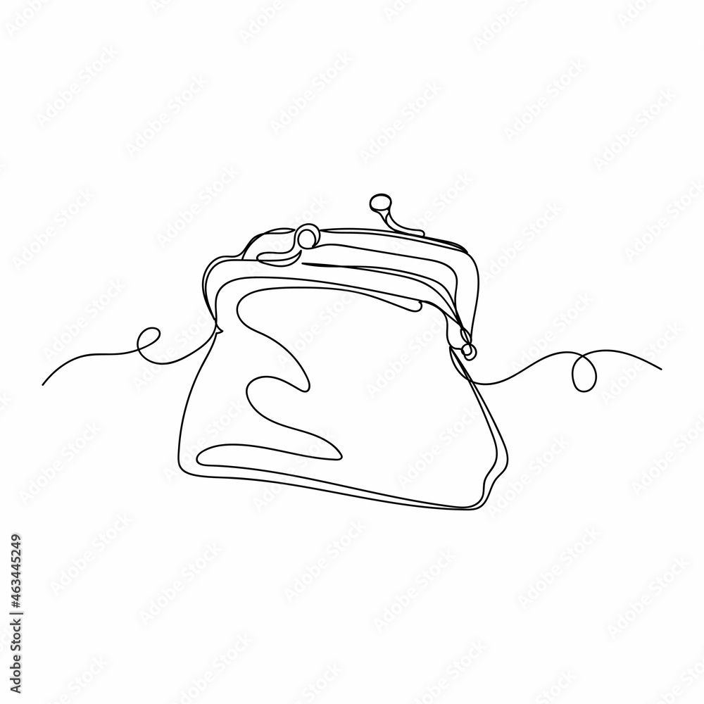 Vector illustration continuous one single line drawing of cash wallet ...