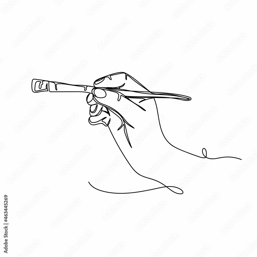 Vector illustration continuous one single line drawing of paint brush ...