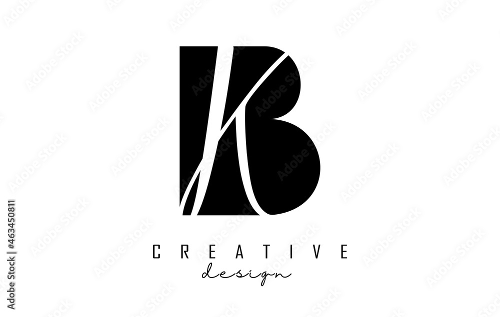 Letters BK b k Logo with a minimalist design. Letters B and K with ...