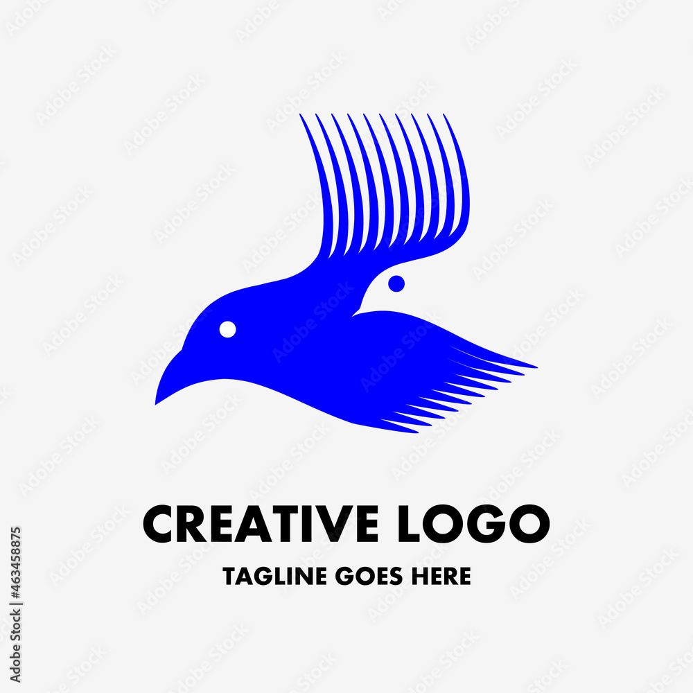 flying bird logo, two flying pigeons icon. creative and simple vector ...
