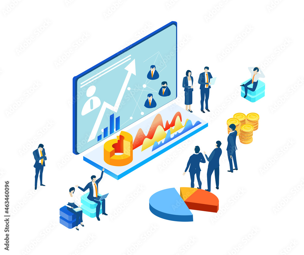 Isometric 3d Business Concept Environment Business People Having A